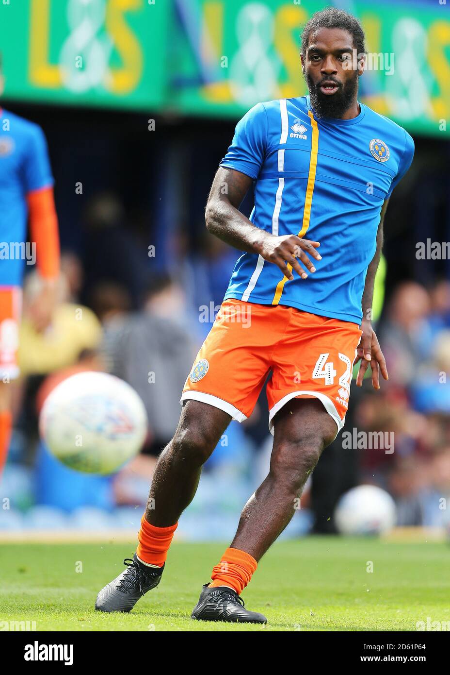 Shrewsbury Town's Anthony Grant warms up before kick off Stock Photo ...