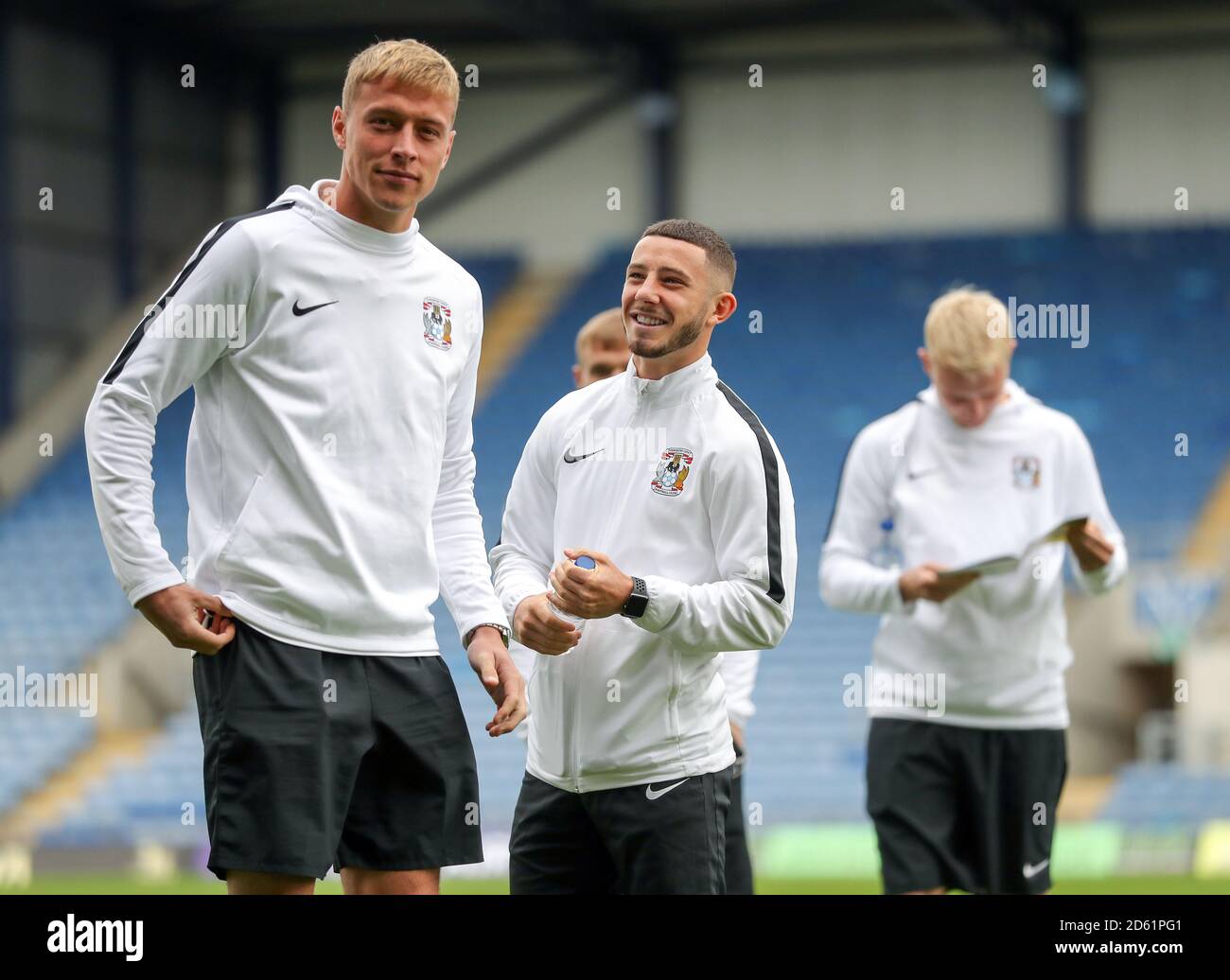 Coventry City's Conor Chaplin (centre) and Tom Davies (left) on the ...