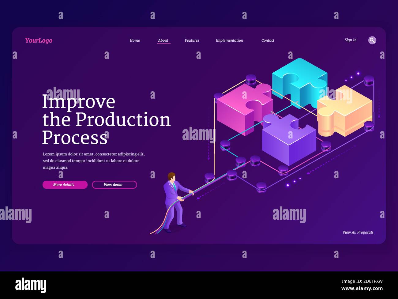 Teamwork concept with puzzle pieces and leverage. Improve production ...