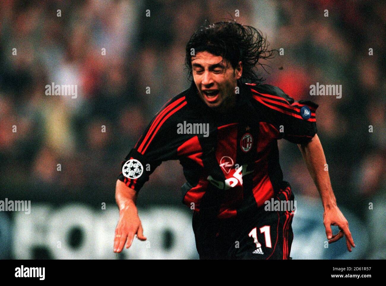 AC Milan's Jose Mari celebrates scoring his team's third goal to make ...