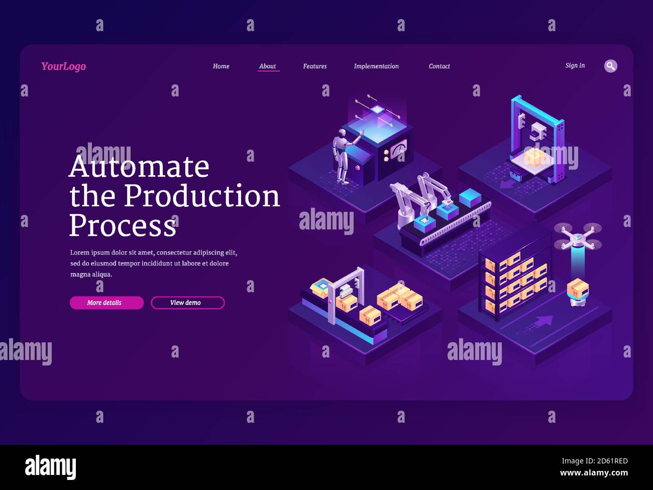 Automate production process banner. Innovation technologies in ...