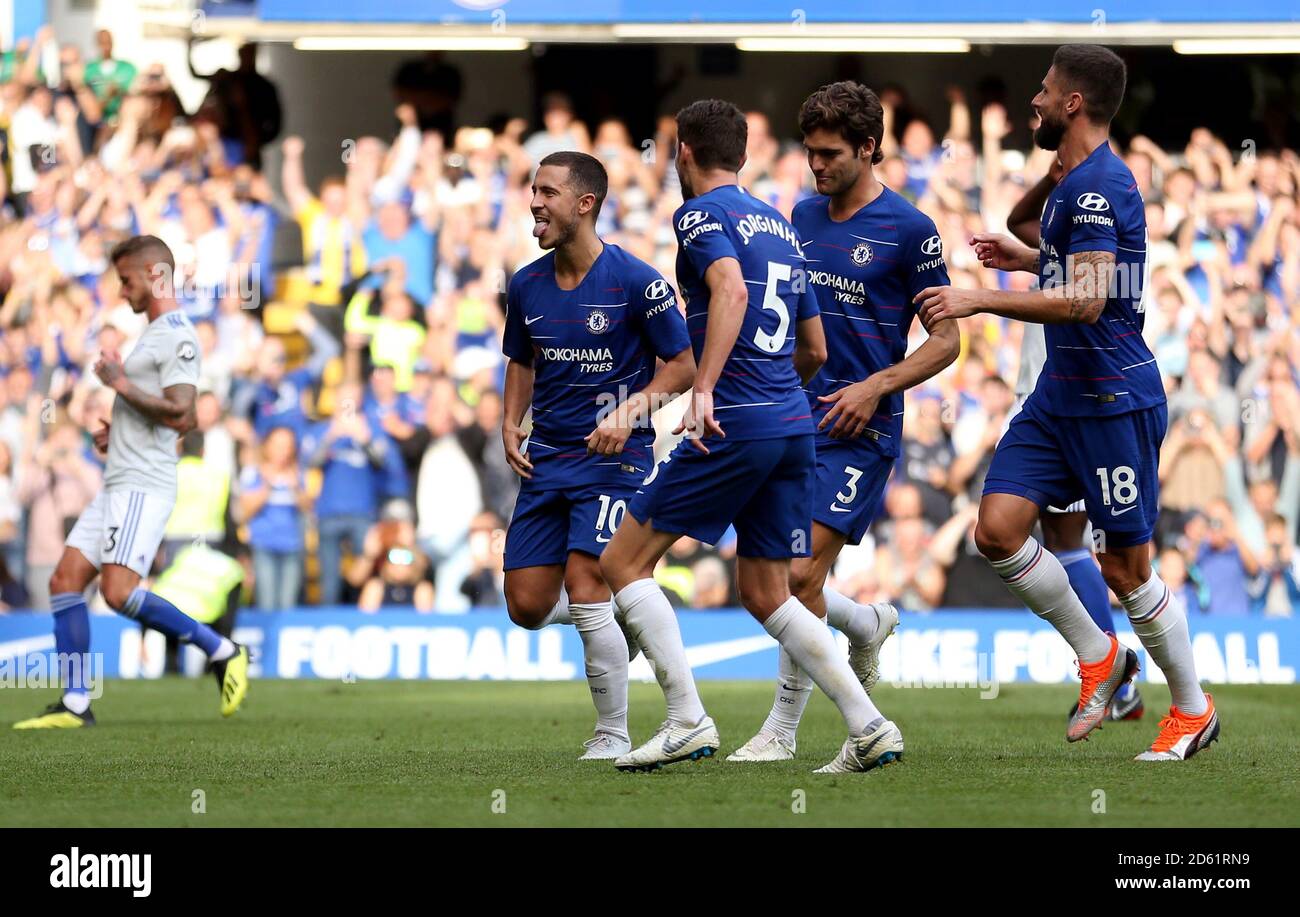 Chelsea's Eden Hazard celebrates scoring his side's third goal of the ...