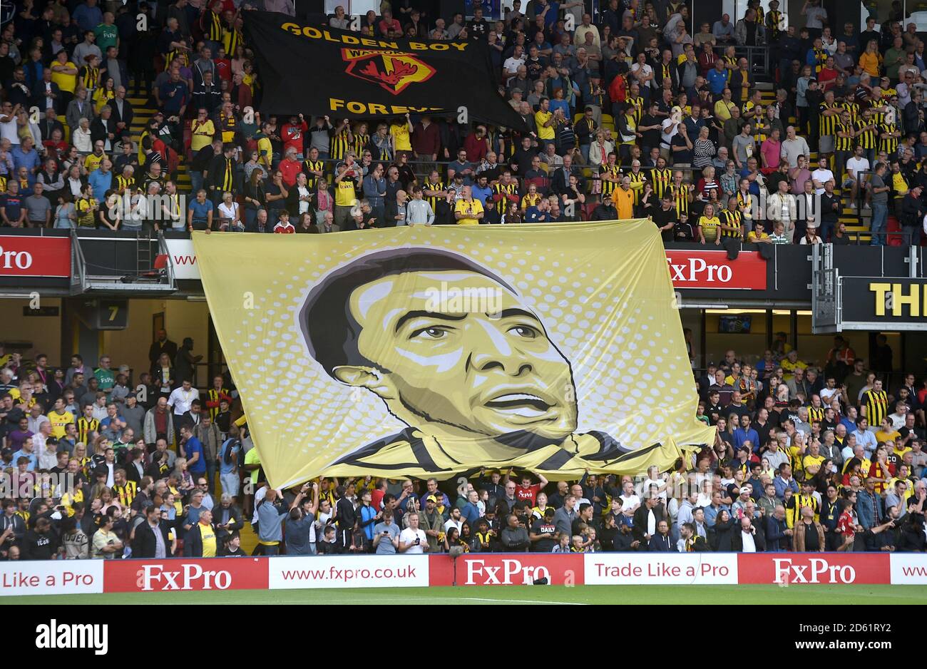 Fans hold up banner in stands hi-res stock photography and images - Alamy