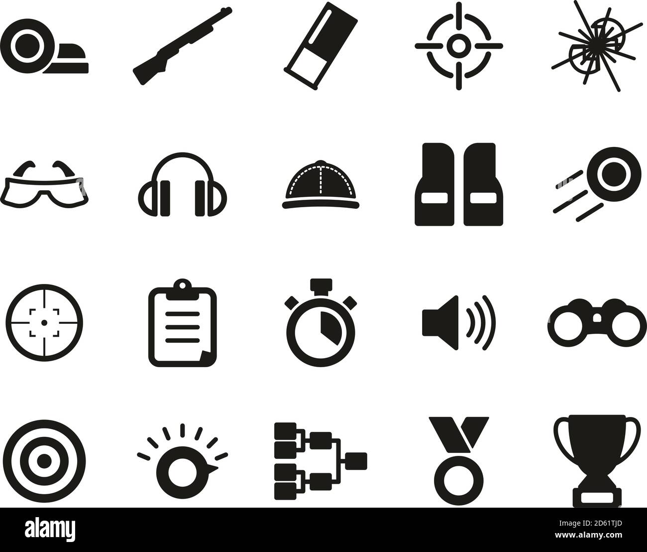 Clay Shooting or Skeet Shooting Icons Black & White Set Big Stock ...