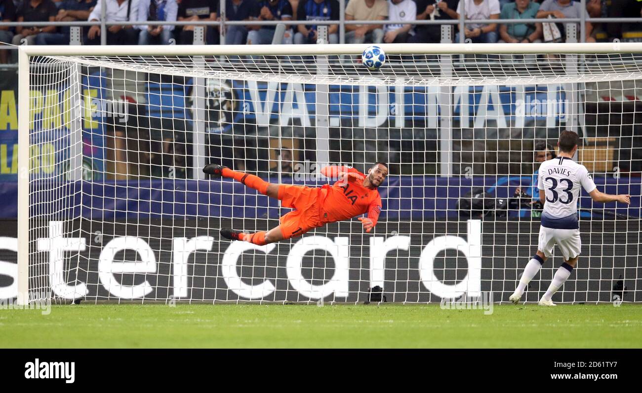 Tottenham Hotspur goalkeeper Michel Vorm makes a save during the game ...