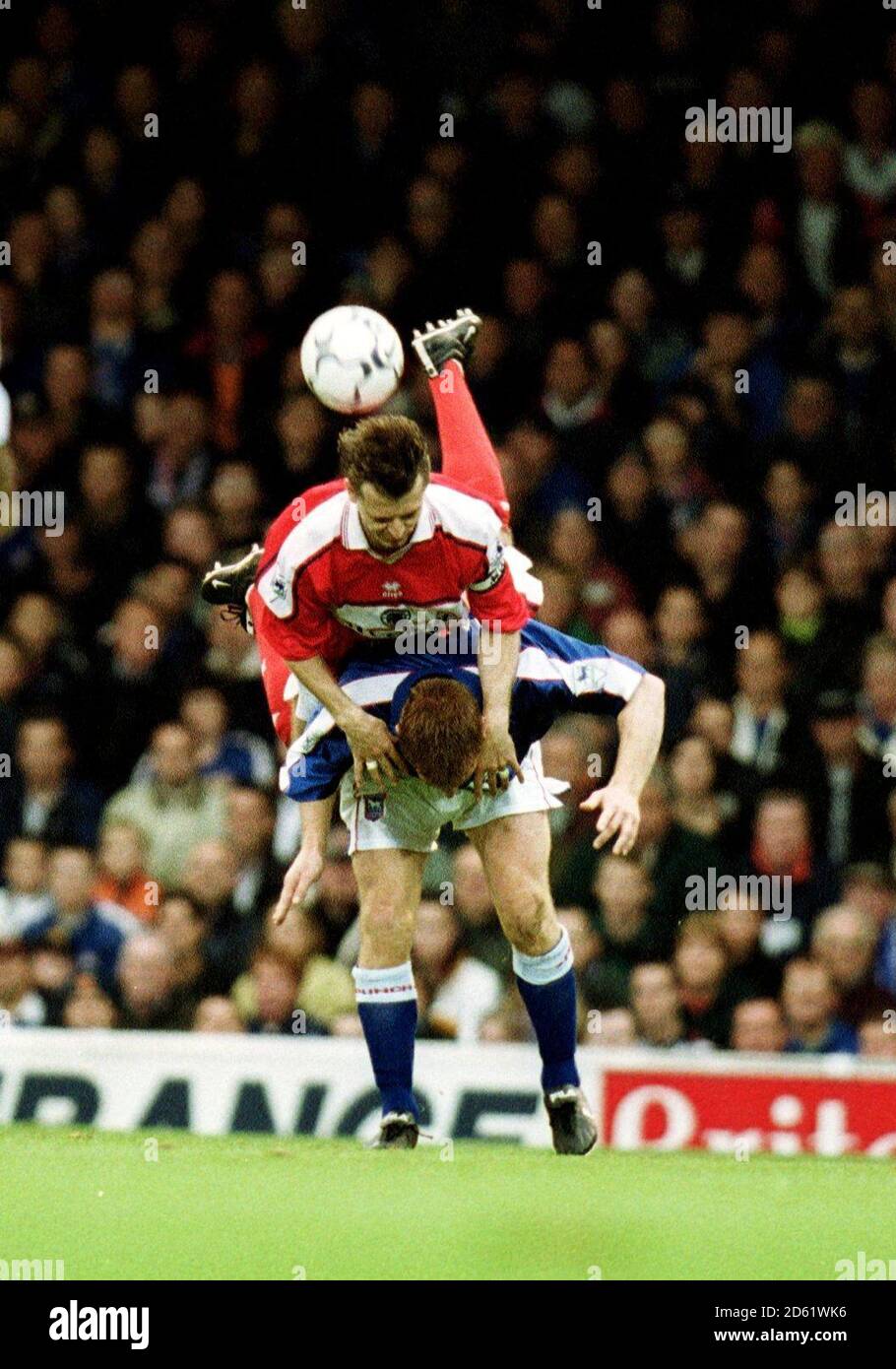 Ipswich Town's Richard Naylor (bottom) makes a back for Middlesbrough's ...