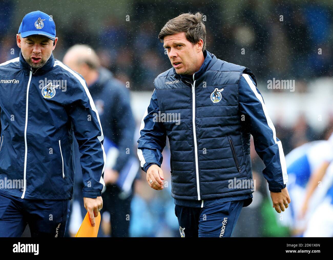 Bristol Rovers' Manager Darrell Clarke makes his way to the dugout ...
