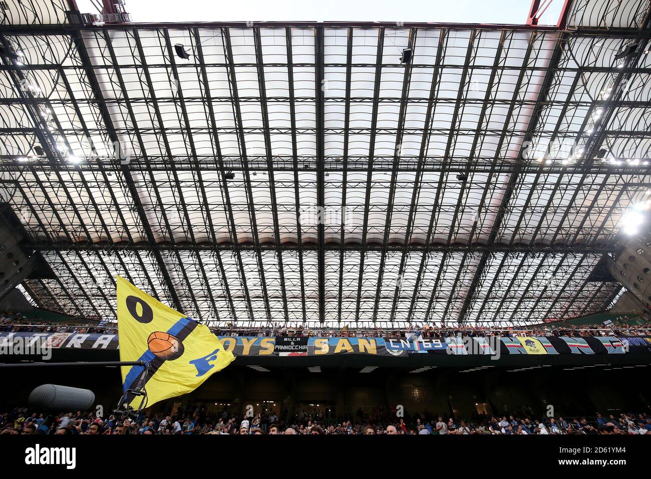 A view of the Inter Milan fans inside the San Siro stadium during the ...