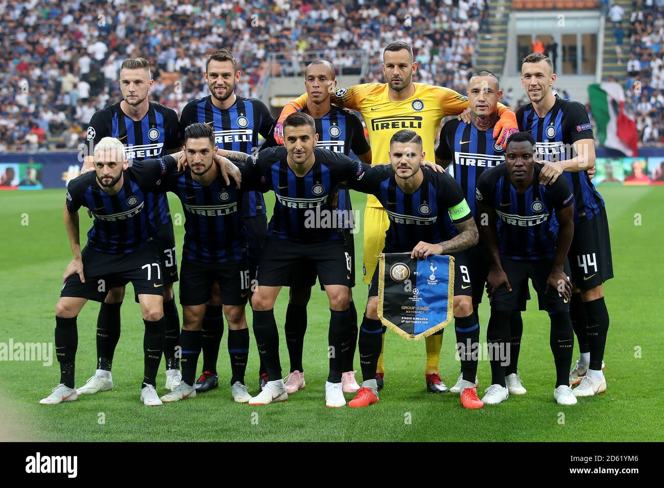 Back row, left to right, Inter Milan's Milan Skriniar, Stefan de Vrij ...