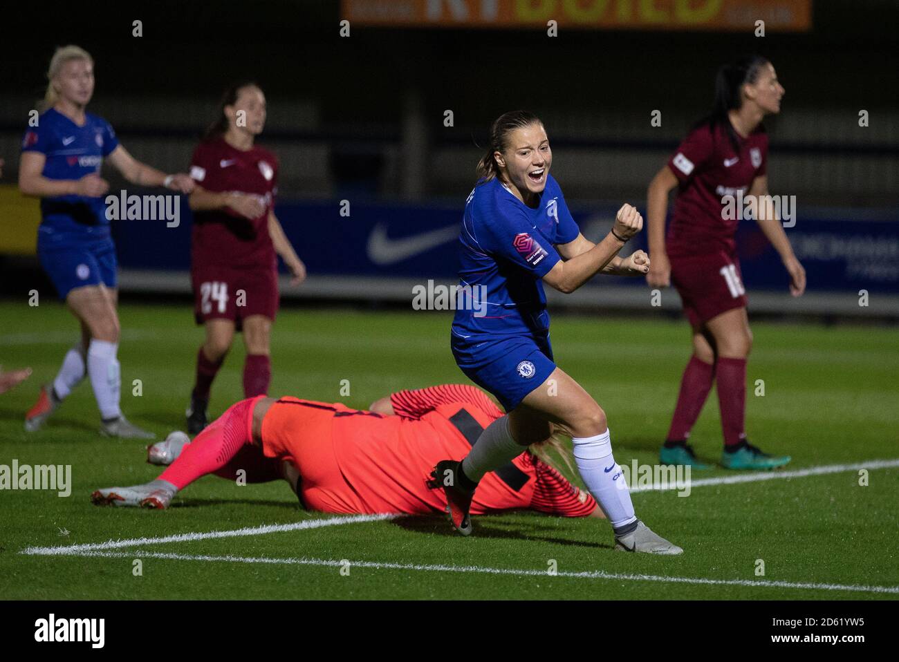 Chelsea's Francesca Kirby celebrates scoring her sides fourth goal of ...