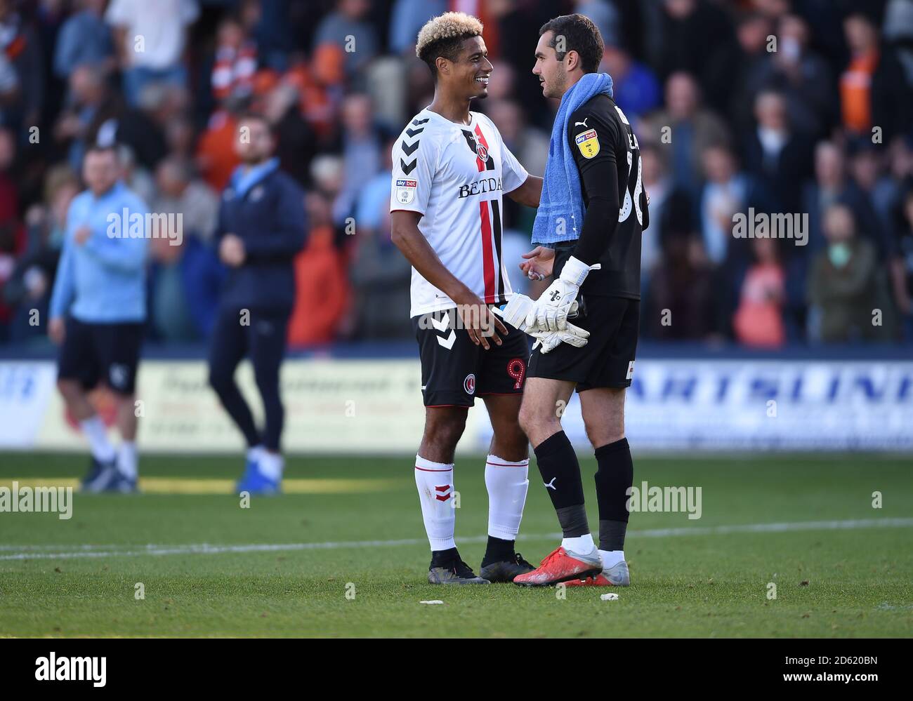 Charlton Athletic's Lyle Taylor and Luton Town's James Shea Stock Photo ...