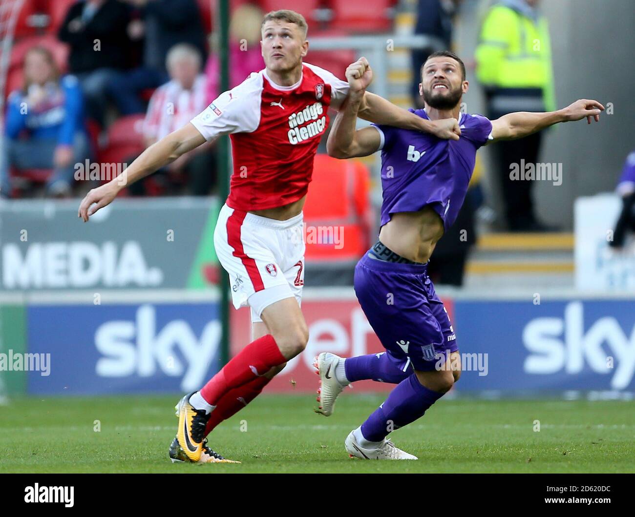Rotherham United's Michael Smith and Stoke City's Erik Pieters Stock ...
