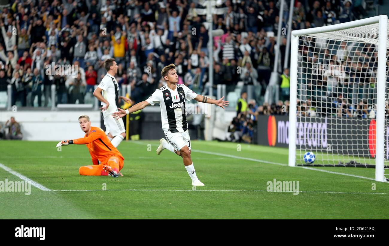 Juventus' Paulo Dybala celebrates scoring his side's second goal of the ...