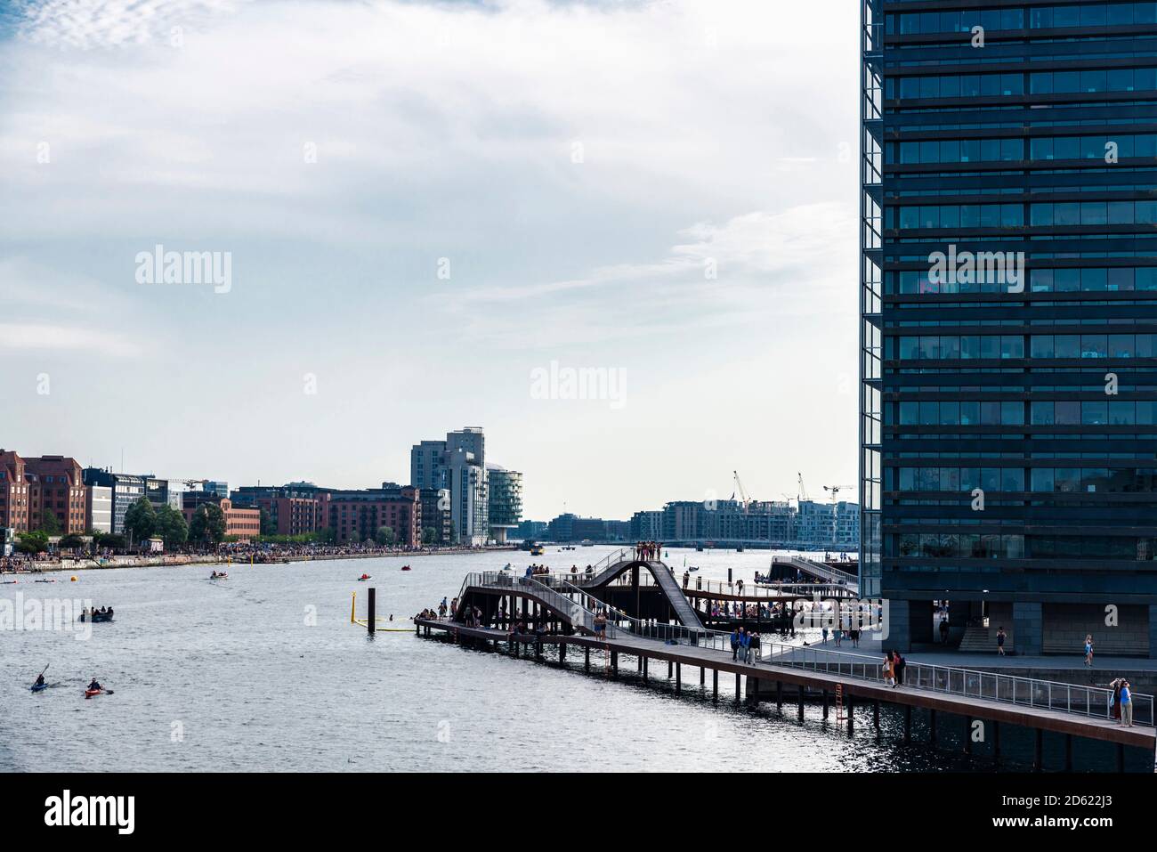 Copenhagen, Denmark - August 27, 2019: People in the swimming pool with ...