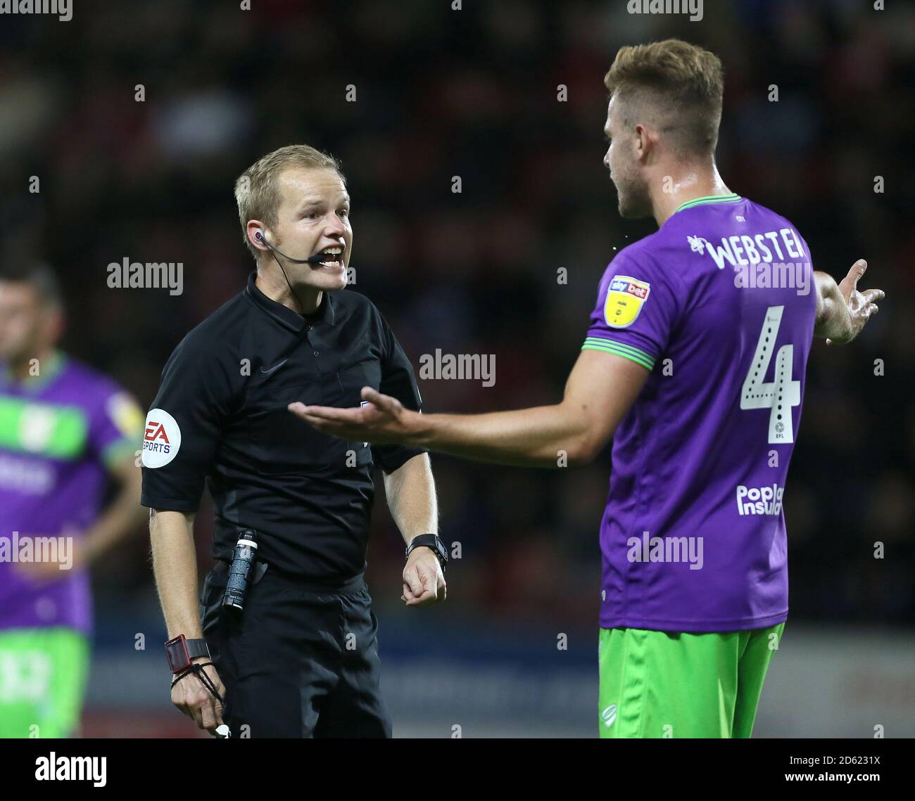Match referee Gavin Ward speaks with Bristol City's Adam Webster Stock ...