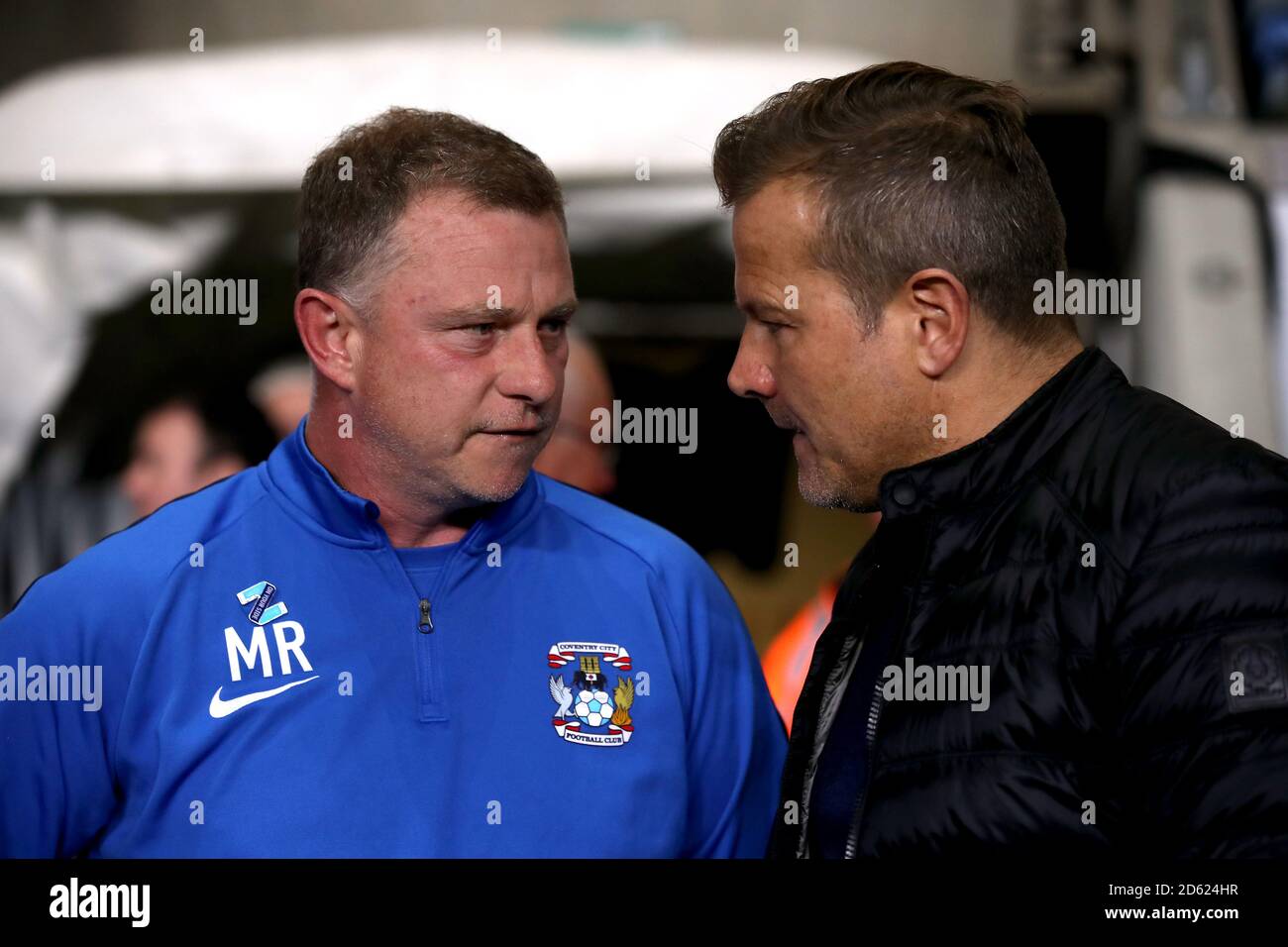 Coventry City manager Mark Robins (left) with Forest Green manager Mark ...
