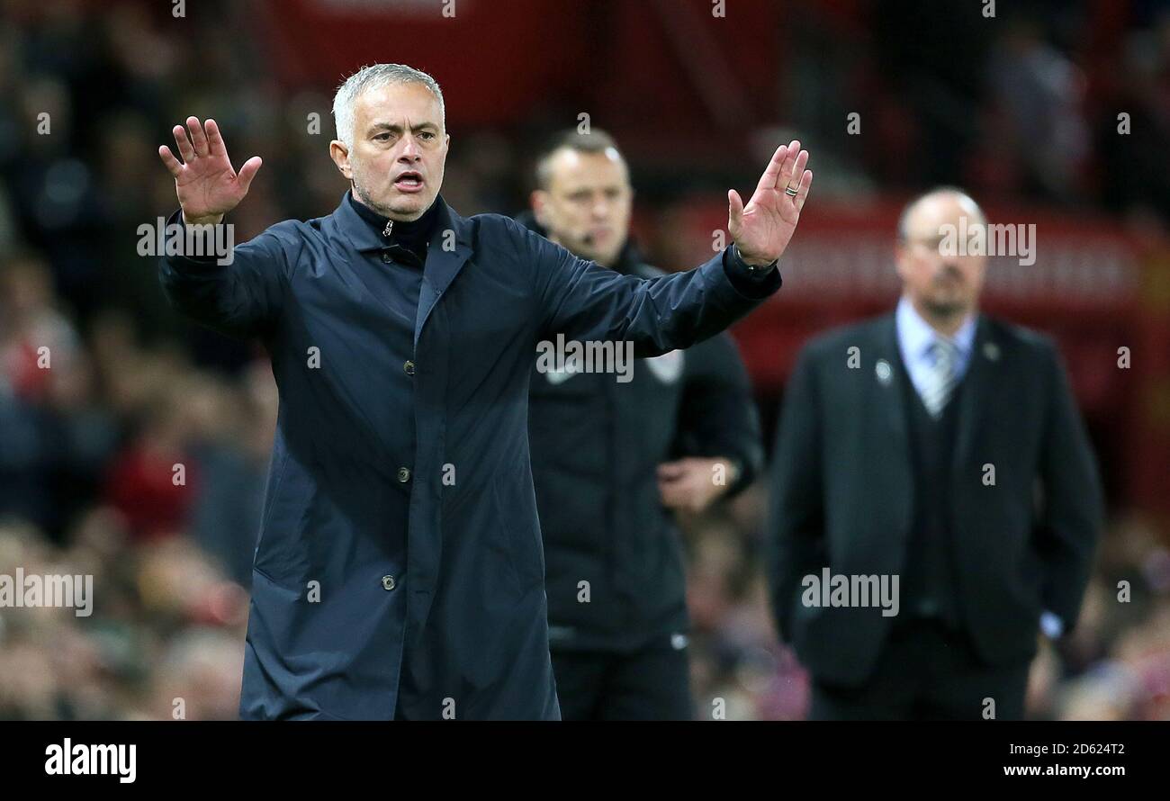Manchester United manager Jose Mourinho gestures on the touchline Stock ...