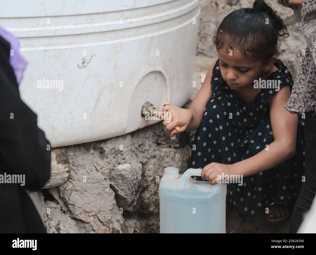 Taiz / Yemen - 17 June 2020 : Children fetch water due to the water ...