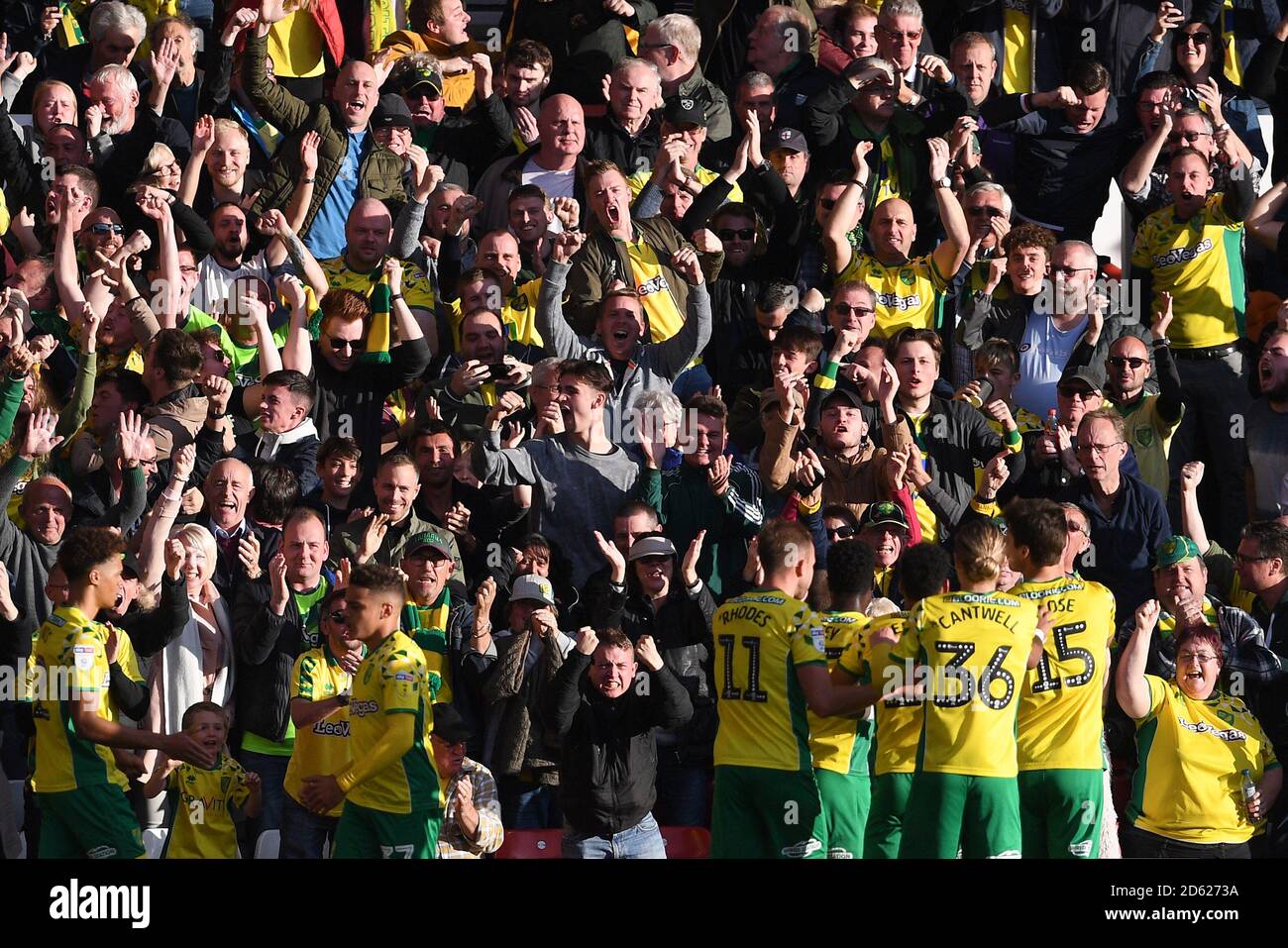 Norwich City fans celebrate their teams equalising goal Stock Photo - Alamy