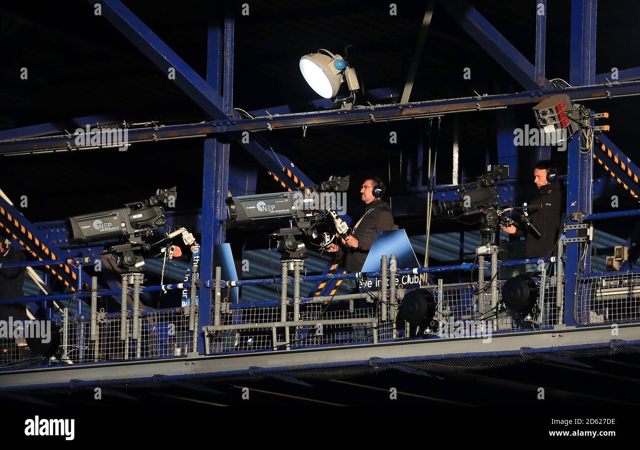Television cameras up high above the crowd Stock Photo - Alamy