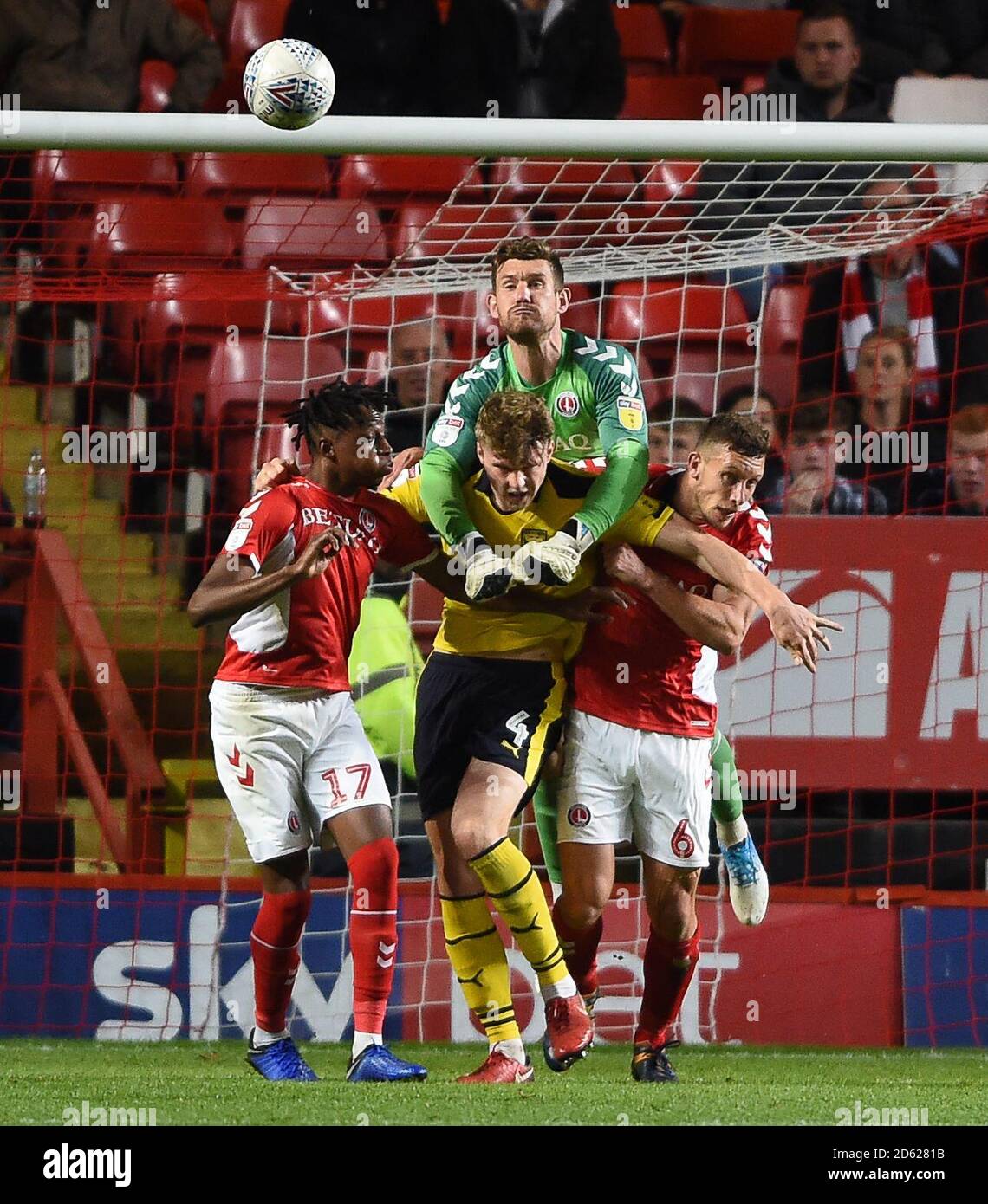 Charlton Athletic goalkeeper Jed Steer clears the ball Stock Photo - Alamy