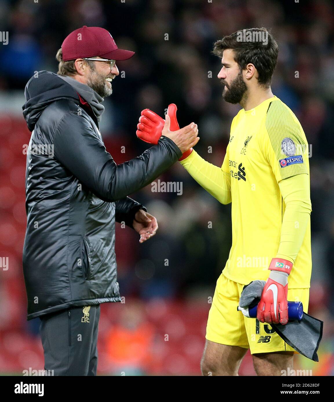 Liverpool manager Jurgen Klopp (left) and Liverpool goalkeeper Alisson ...