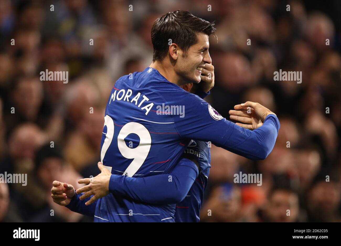 Chelsea's Alvaro Morata celebrates scoring his side's second goal of ...