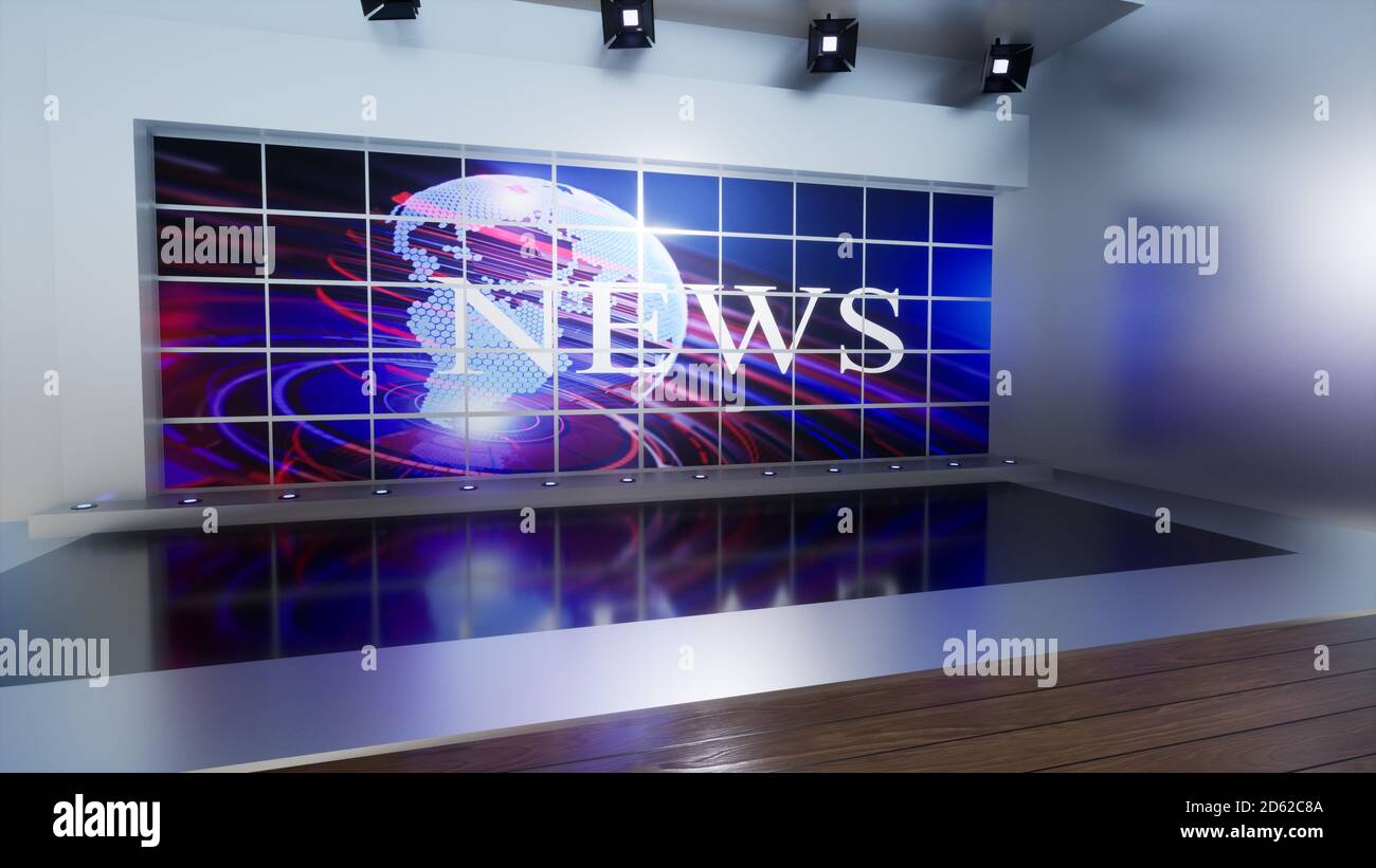 News Studio, Backdrop For TV Shows .TV On Wall.3D Virtual News Studio ...