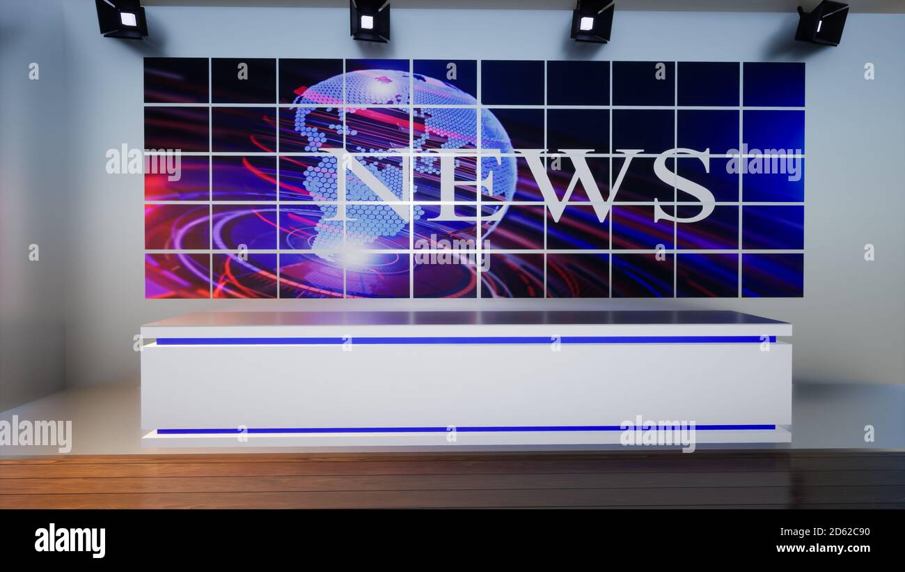 News Studio, Backdrop For TV Shows .TV On Wall.3D Virtual News Studio ...