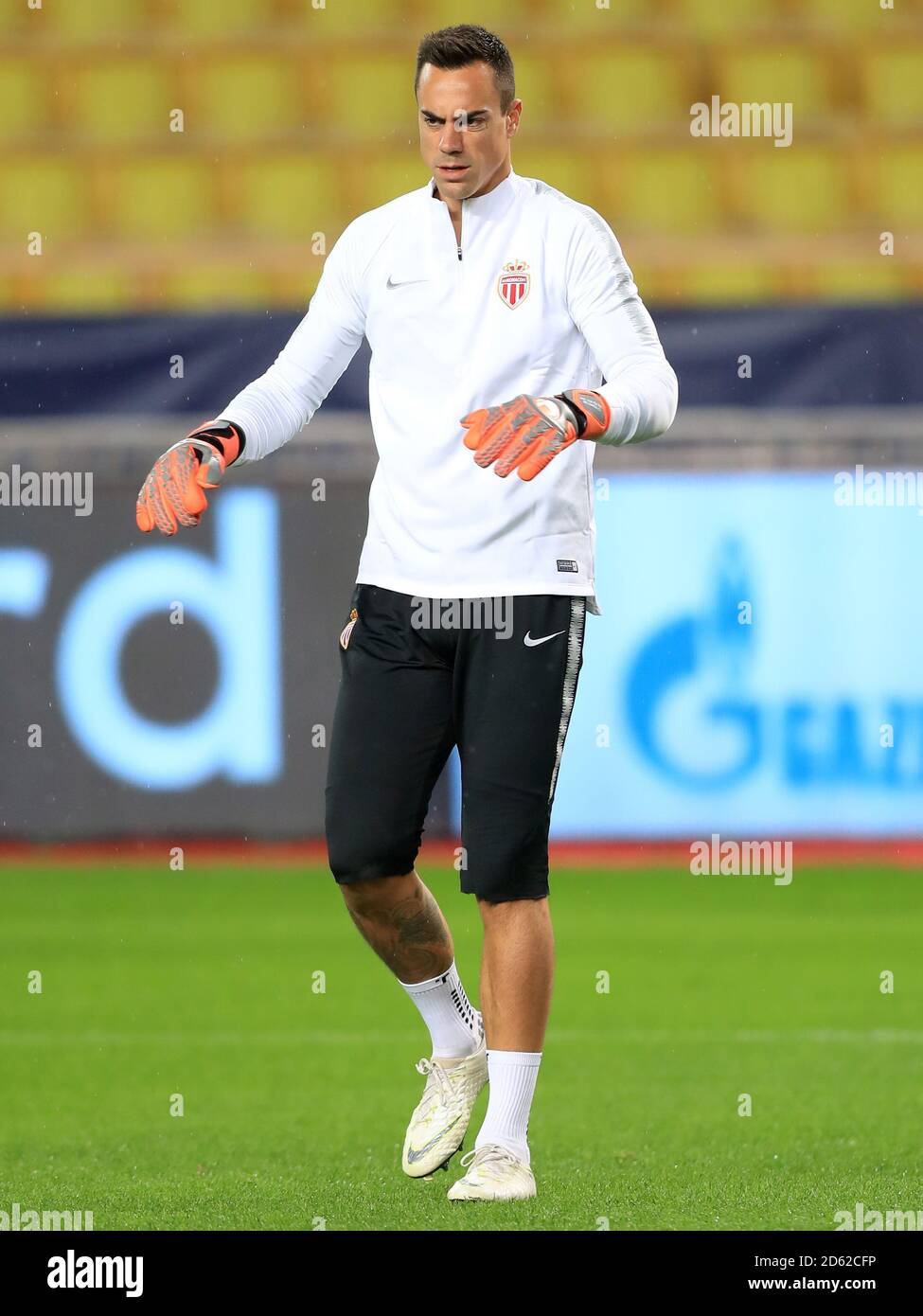 AS Monaco's Goalkeeper Diego Benaglio warms up on the pitch prior to ...