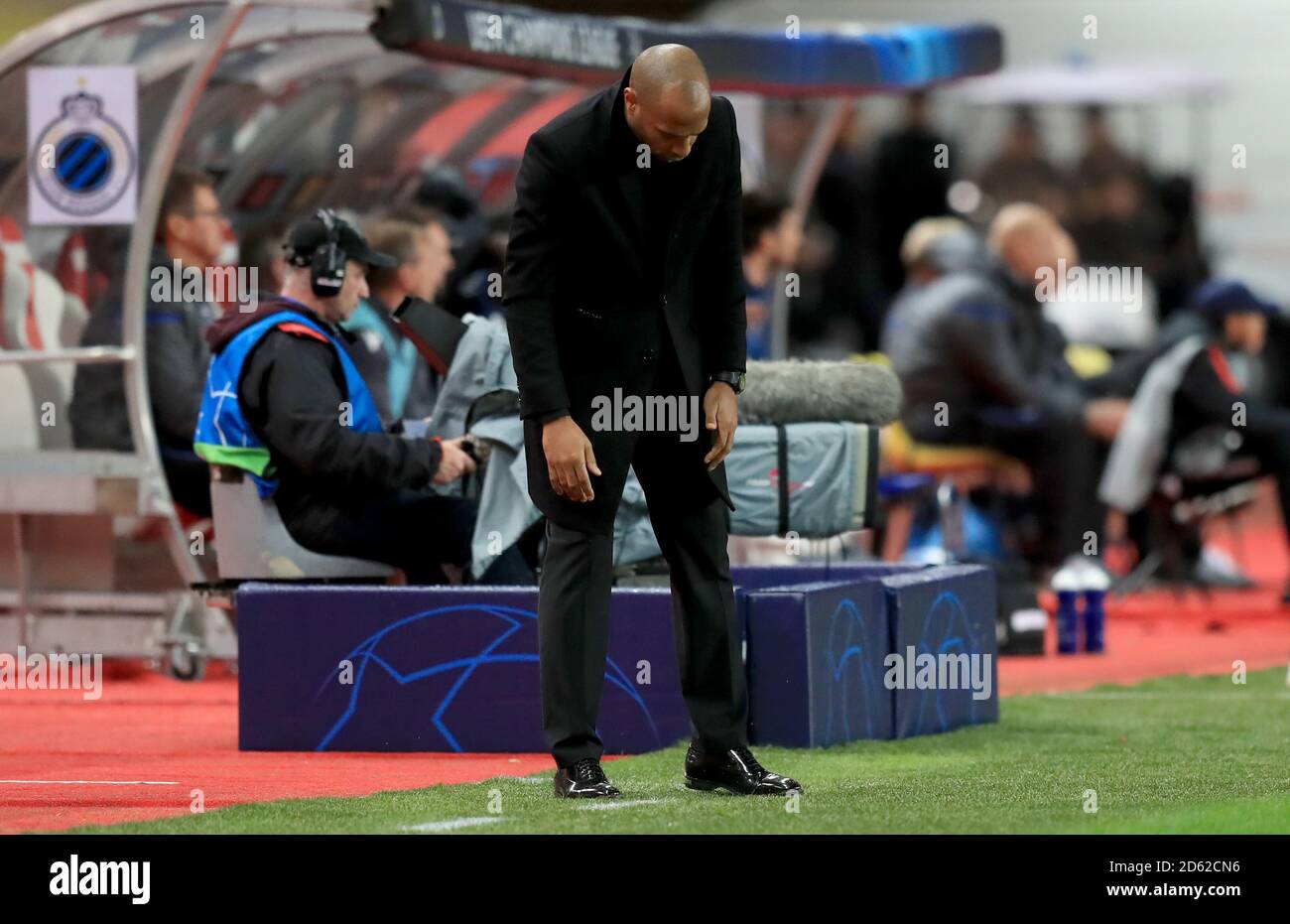 AS Monaco's Manager Thierry Henry appears dejected during the match ...