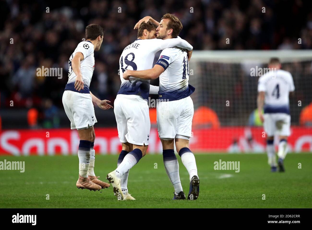 Tottenham Hotspur's Harry Kane (right) celebrates scoring his side's ...