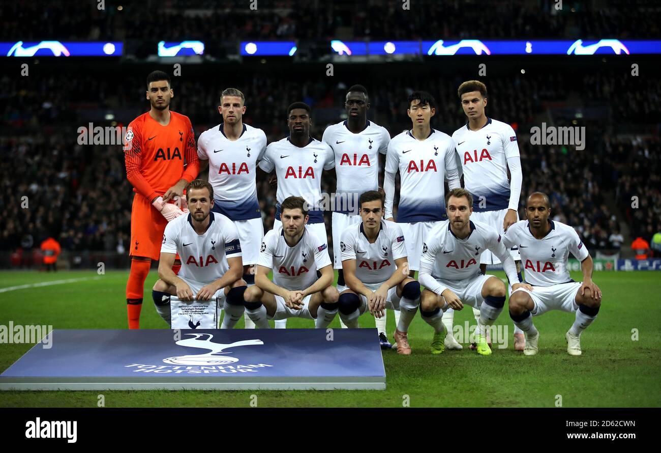 Tottenham Hotspur team group (left to right) Top Row: Paulo Gazzaniga ...