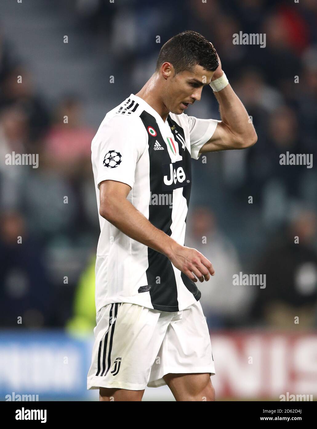 Juventus' Cristiano Ronaldo appears frustrated during the game Stock ...