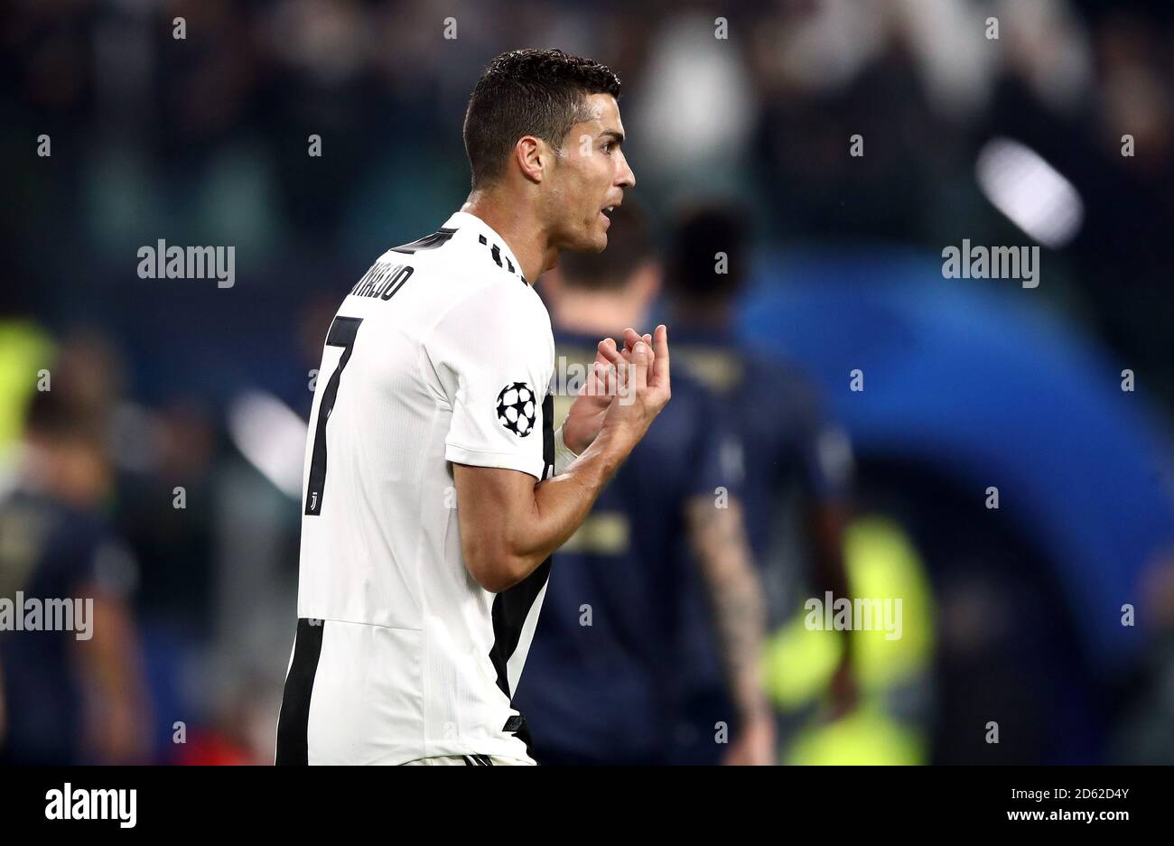 Juventus' Cristiano Ronaldo appears frustrated during the game Stock ...
