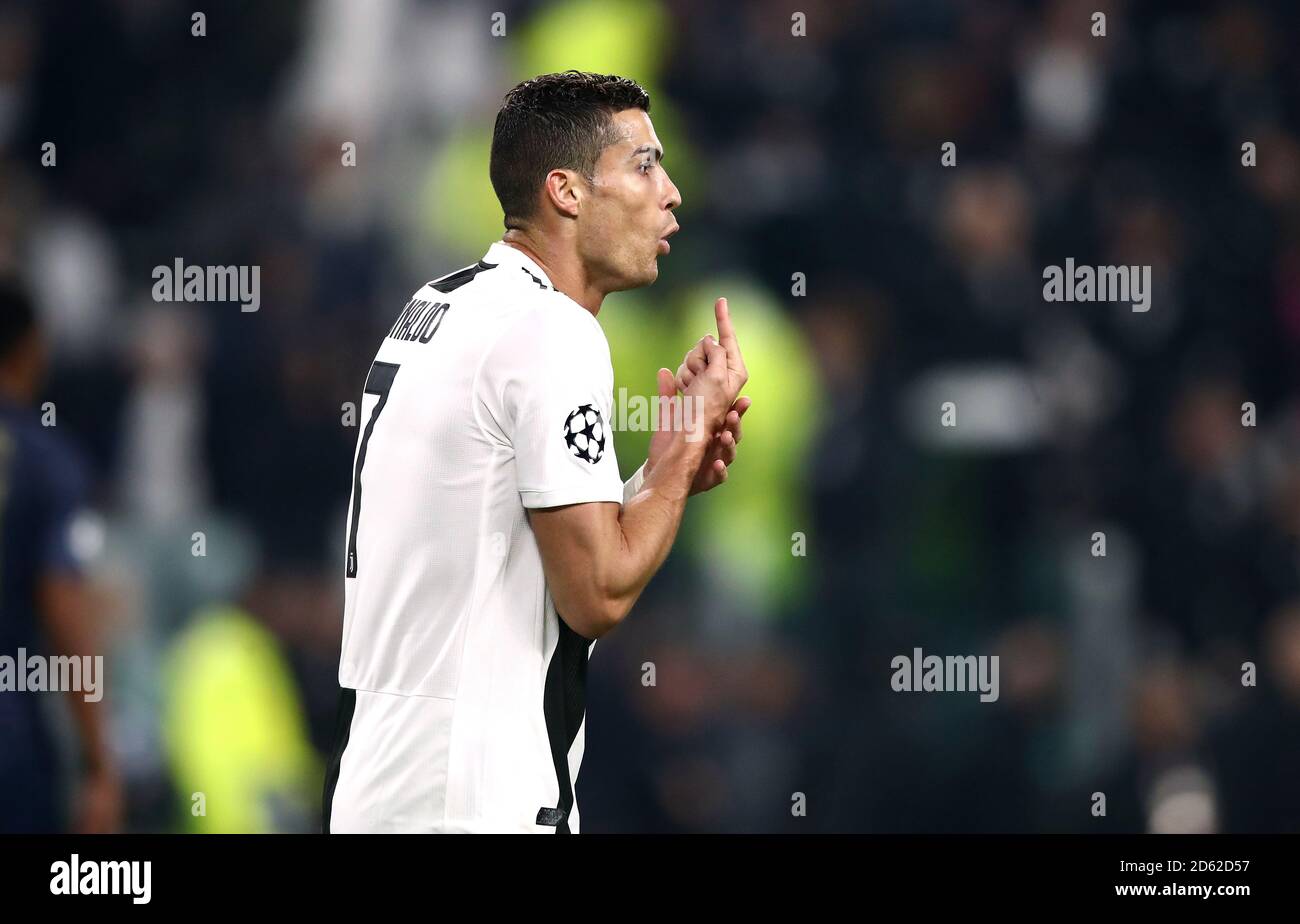 Juventus' Cristiano Ronaldo appears frustrated during the game Stock ...