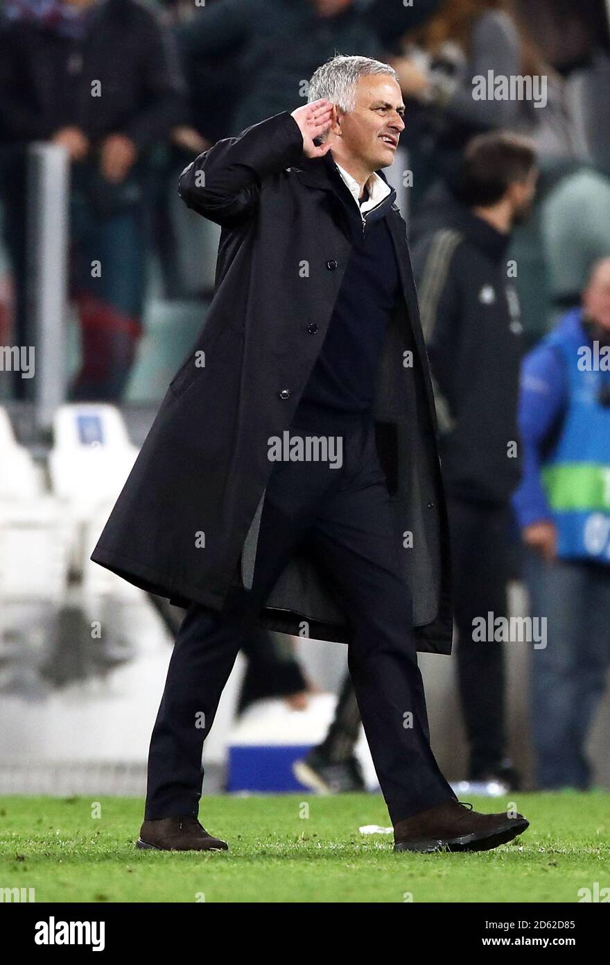 Manchester United manager Jose Mourinho celebrates after the final ... Manchester United manager Jose Mourinho celebrates after the final ...