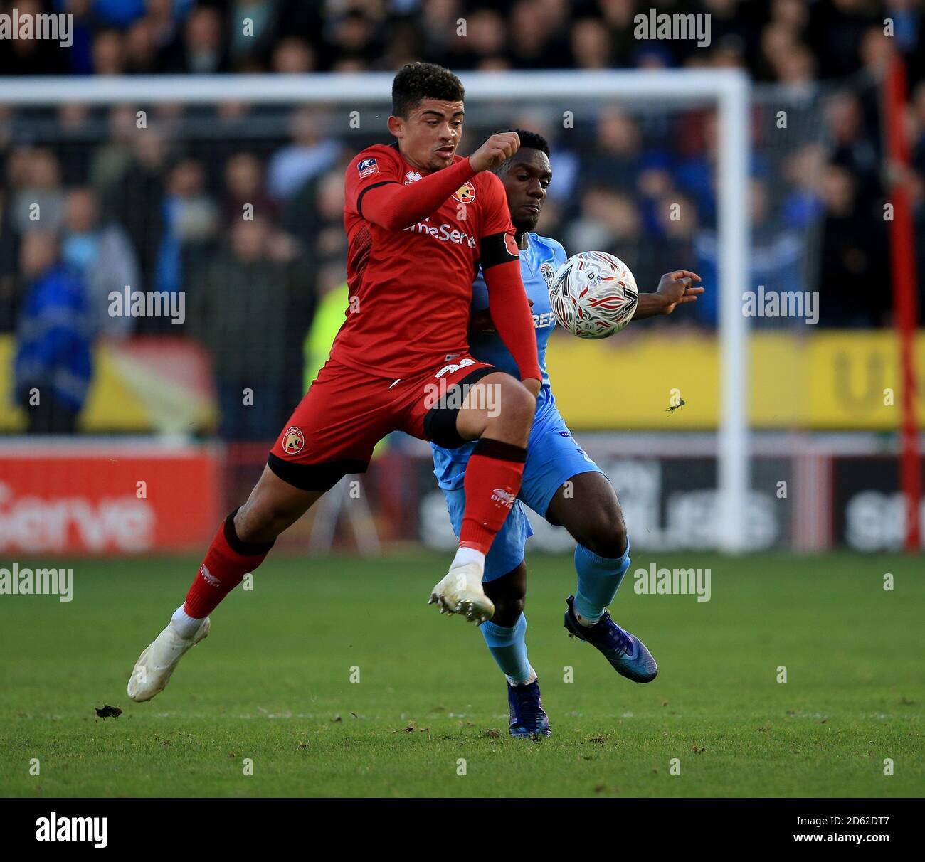 Walsall's Josh Gordon (left) and Coventry City's Brandon Mason battle ...