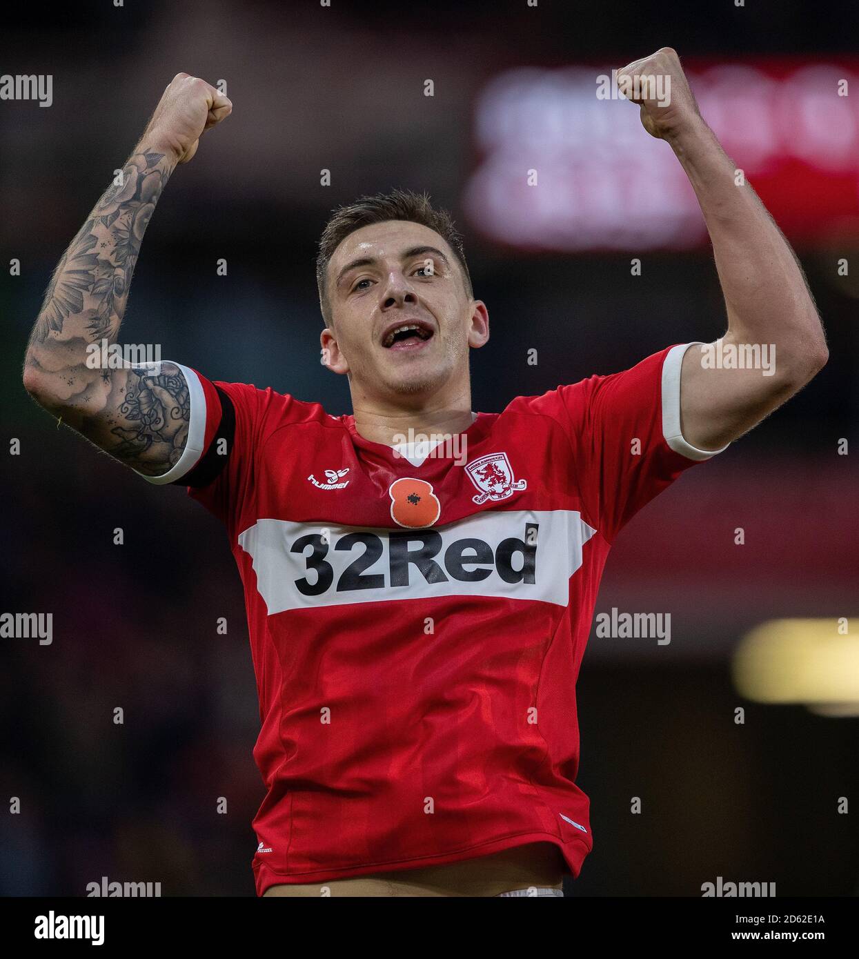 Middlesbrough Jordan Hugill celebrates scoring his side's second goal ...