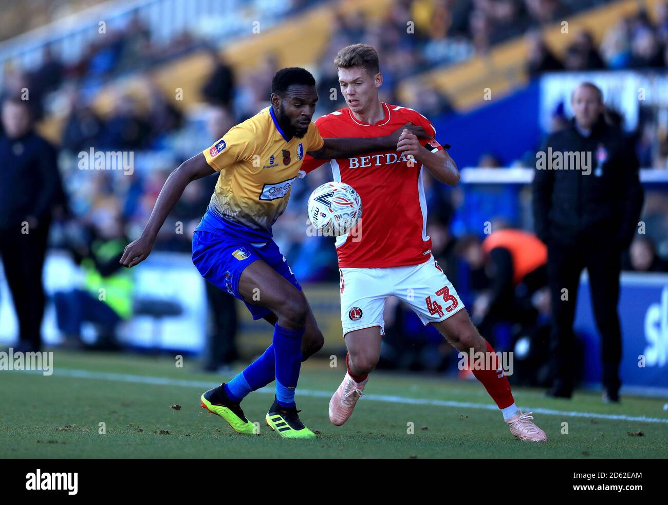 Mansfield Town's Hayden White (left) and Charlton Athletic's Toby ...