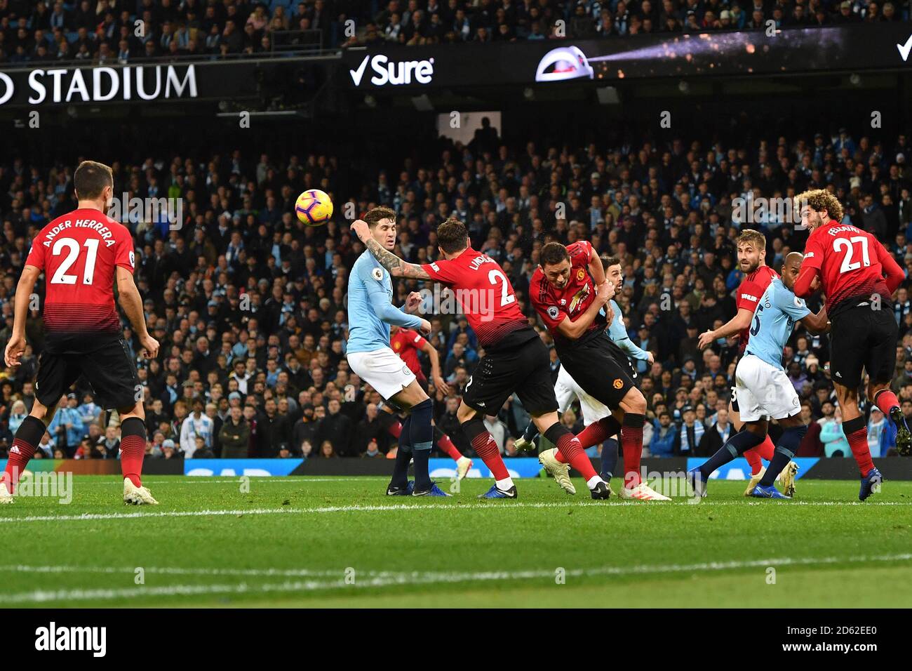 Manchester United's Victor Lindelof clears a cross Stock Photo - Alamy