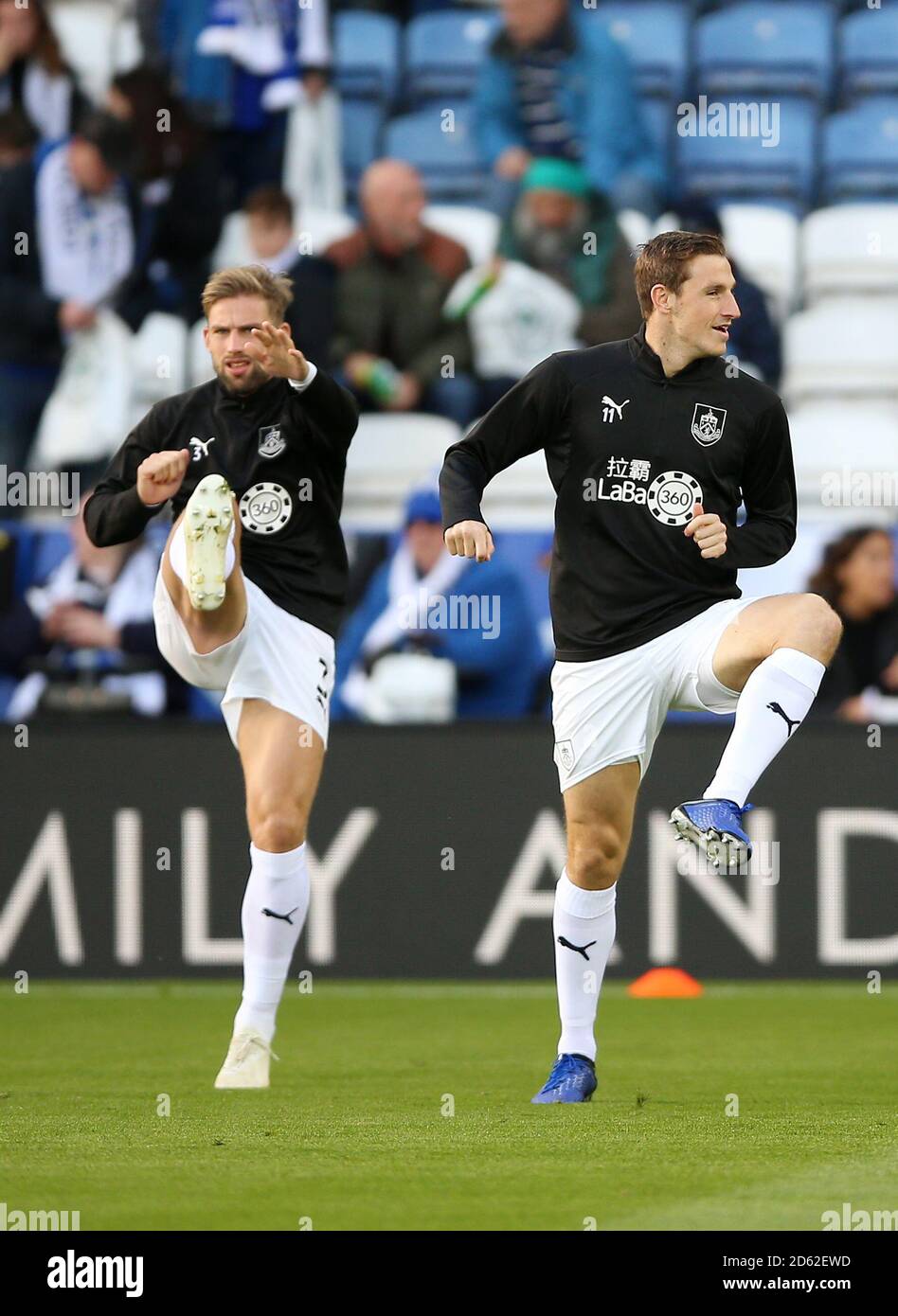 Burnley's Charlie Taylor (left) and Burnley's Chris Wood Stock Photo ...