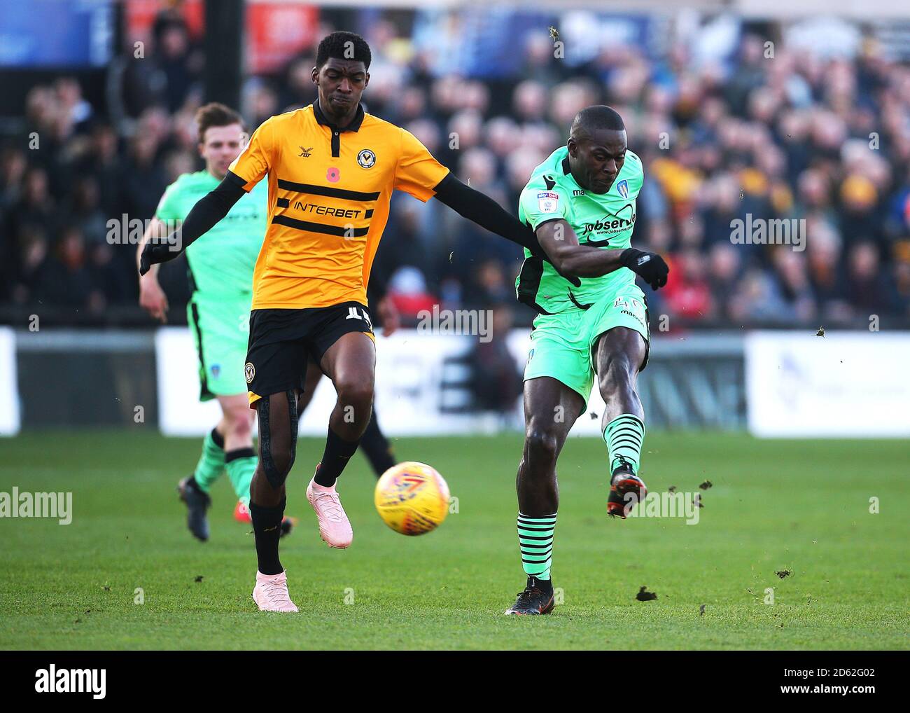 Colchester United's Frank Nouble has a shot on goal Stock Photo - Alamy