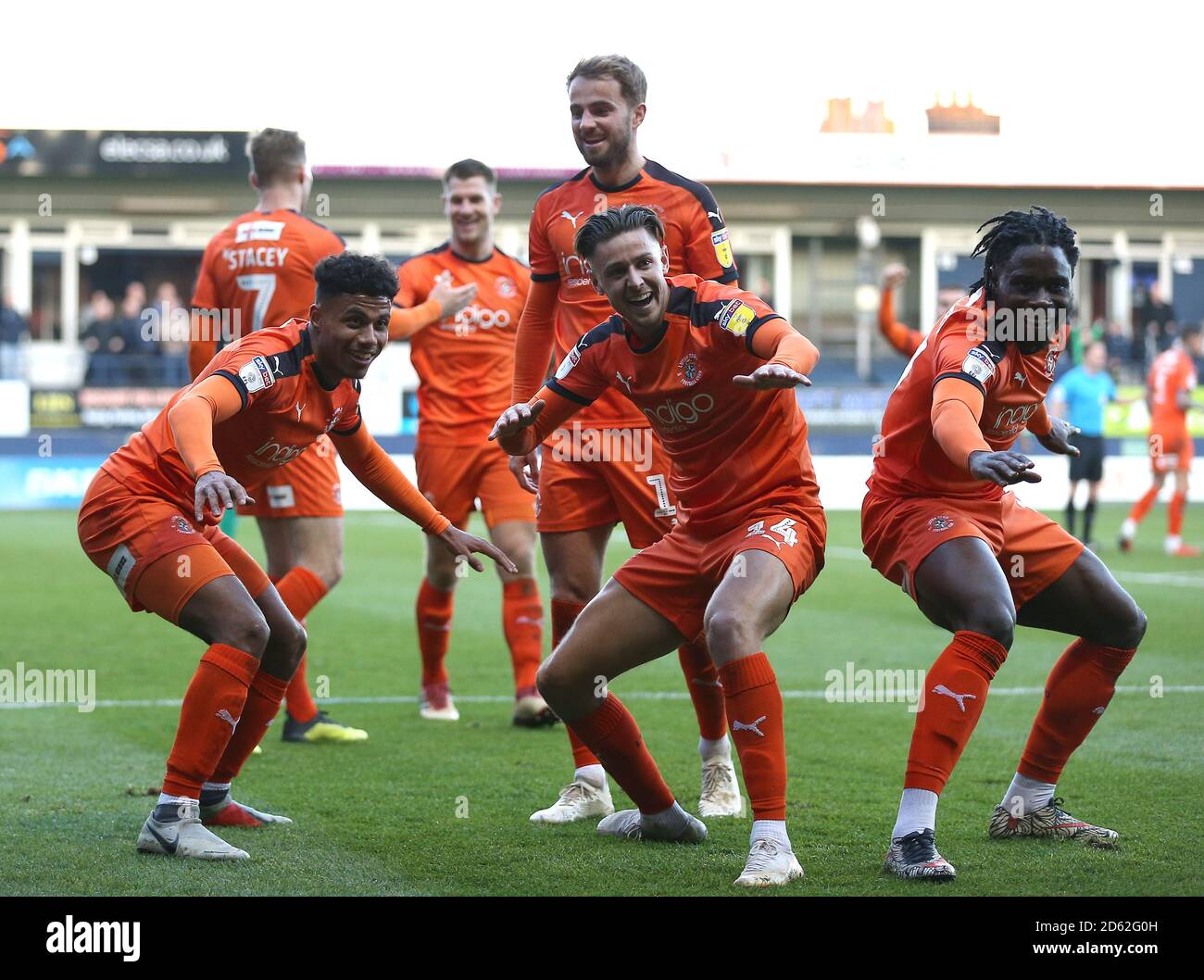 Luton towns harry cornick centre right celebrates hi-res stock ...