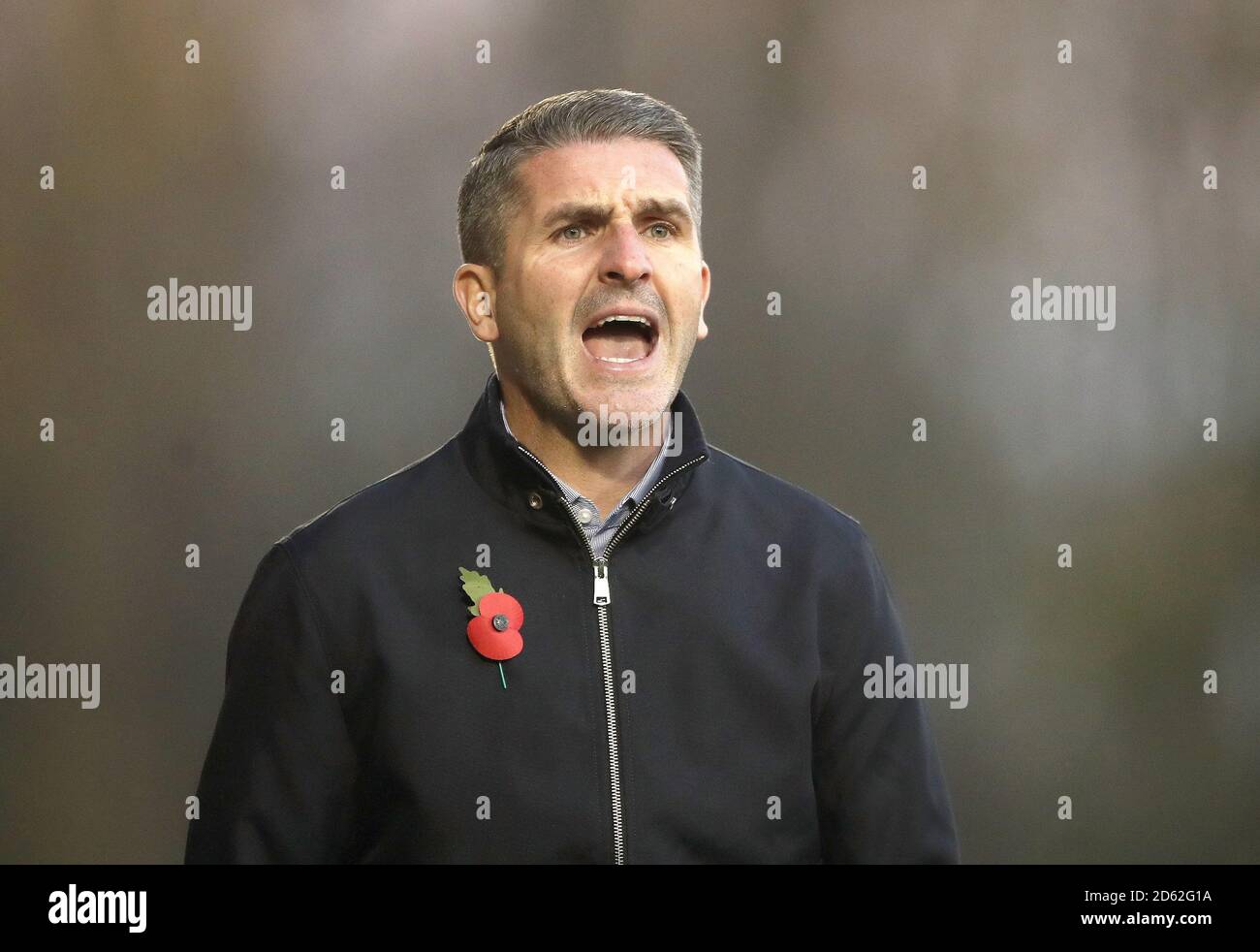 Bury's manager Ryan Lowe reacts from the touchline Stock Photo - Alamy
