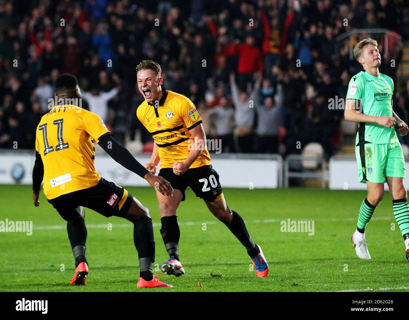 Newport County's Cameron Pring celebrates scoring his sides second goal ...
