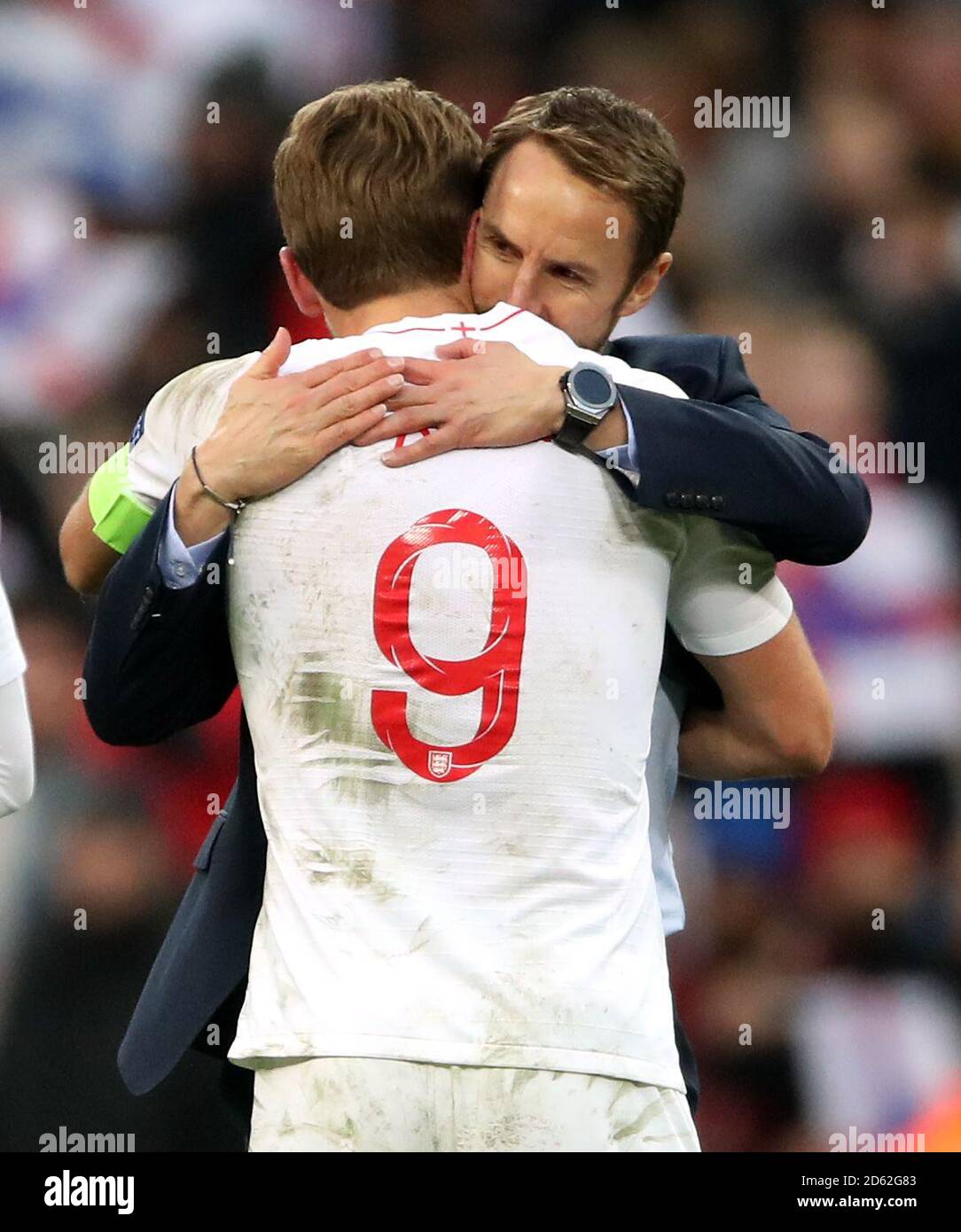 England's Harry Kane and manager Gareth Southgate celebrate after the ...