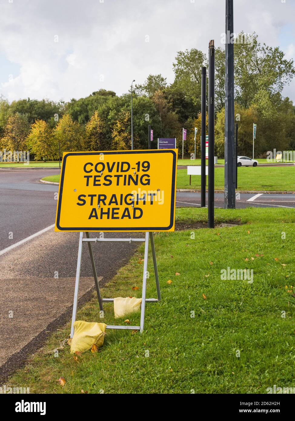Covid-19 testing sign at Great Park, Newcastle upon tyne, UK during the ...