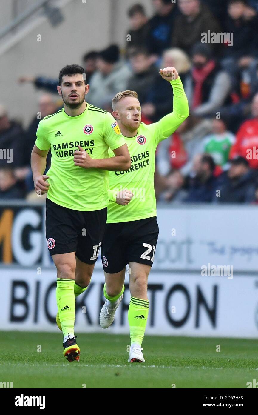 Sheffield uniteds mark duffy celebrates scoring hi-res stock ...