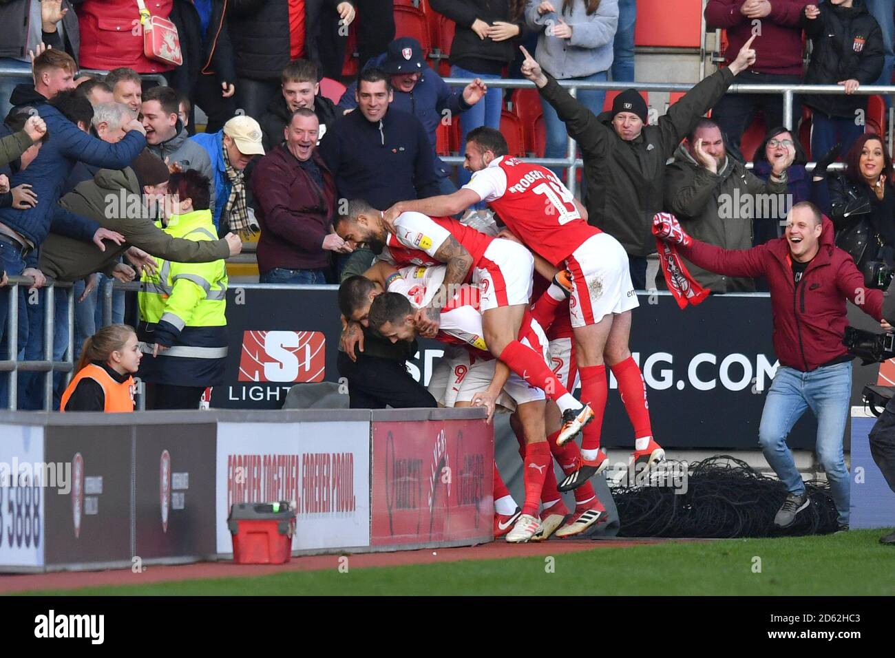Rotherham United's Jamie Proctor celebrates scoring his side's second ...